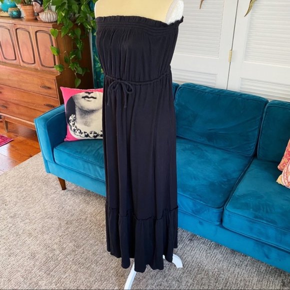 LOFT | Dresses | Loft Strapless Drawstring Maxi Dress Black New Medium ...